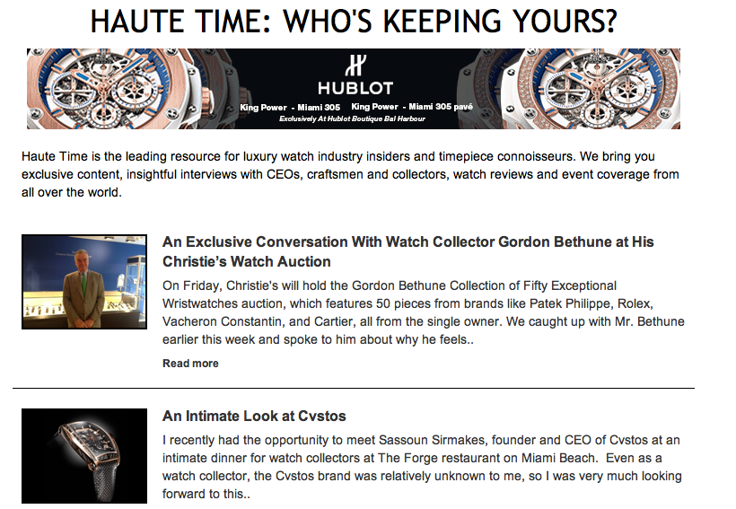 Sign Up NOW: Exclusive Access to Haute Time - Luxury Watch Trends 2018 ...